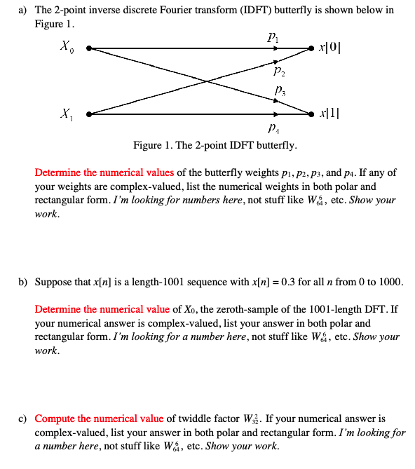 Solved A The 2 Point Inverse Discrete Fourier Transform