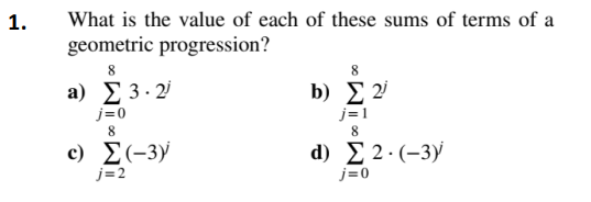Solved 1. What is the value of each of these sums of terms | Chegg.com