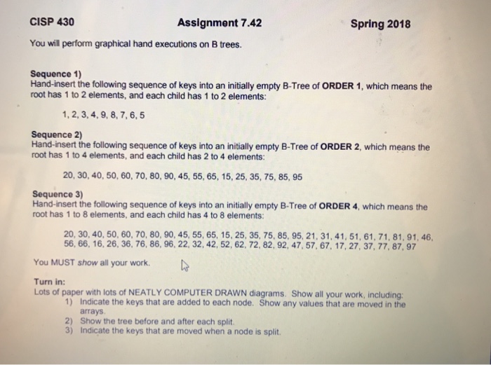 Solved CISP 430 Assignment 7.42 Spring 2018 You will perform | Chegg.com