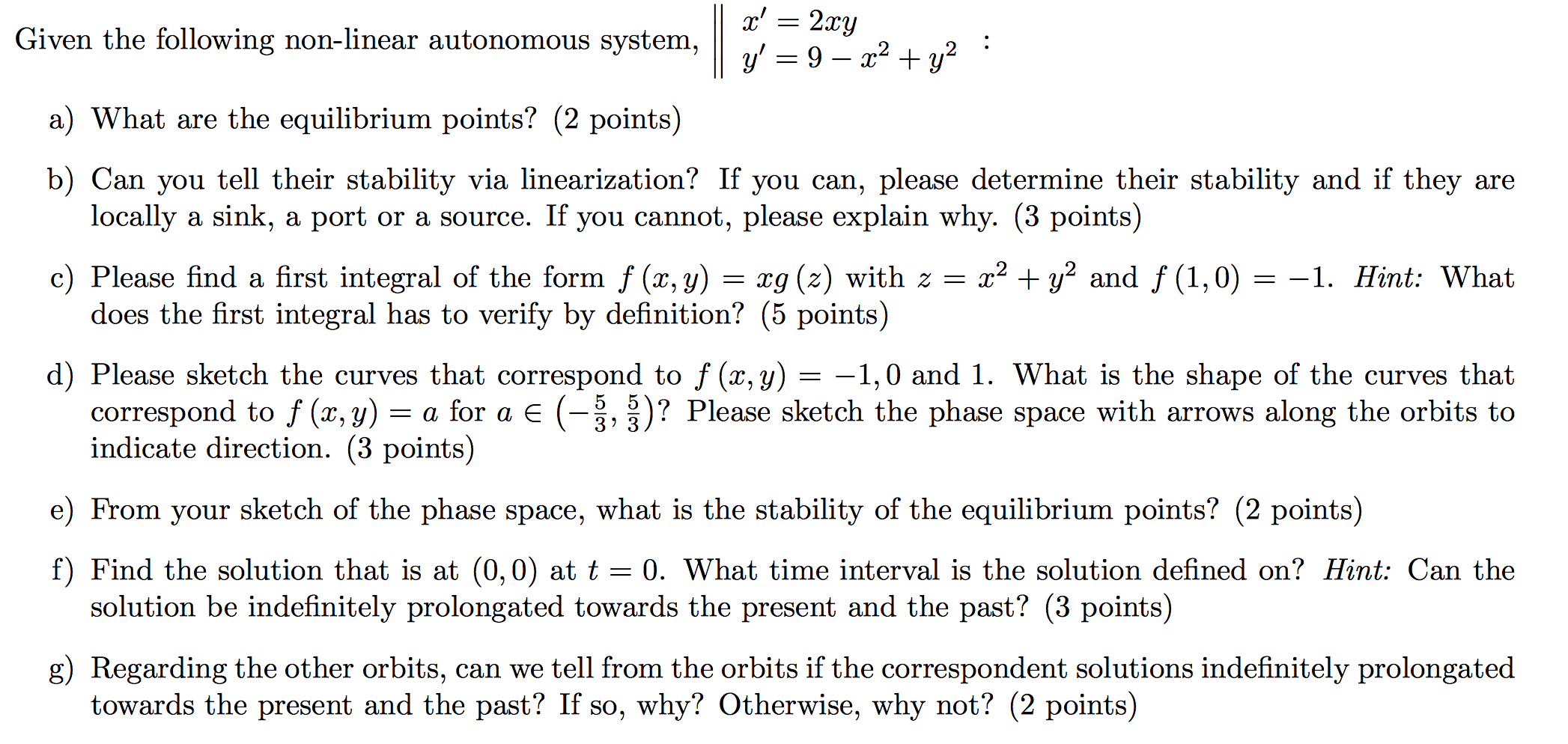 Solved x' = 2xy Given the following non-linear autonomous | Chegg.com