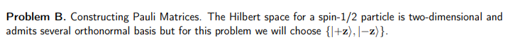 Solved Problem B Constructing Pauli Matrices The Hilbert Chegg