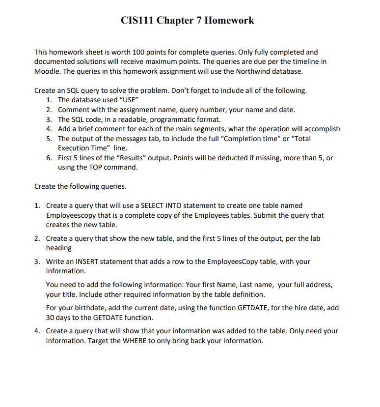 Solved This homework sheet is worth 100 points for complete | Chegg.com