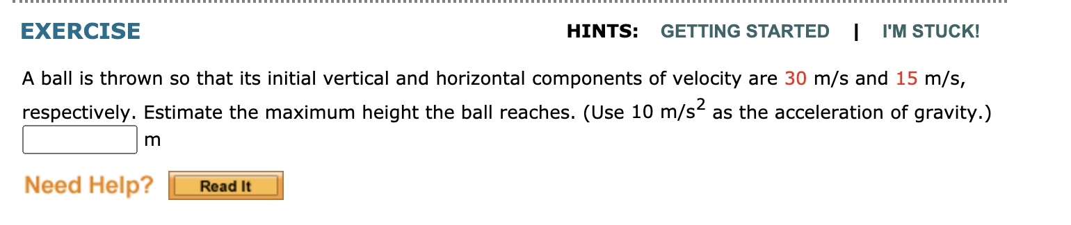 Solved EXERCISE HINTS: GETTING STARTED I I'M STUCK! A ball | Chegg.com