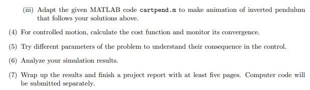 1 Project P1: Controlling an Inverted Pendulum The | Chegg.com