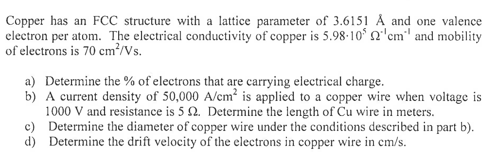 Solved Copper has an FCC structure with a lattice parameter | Chegg.com