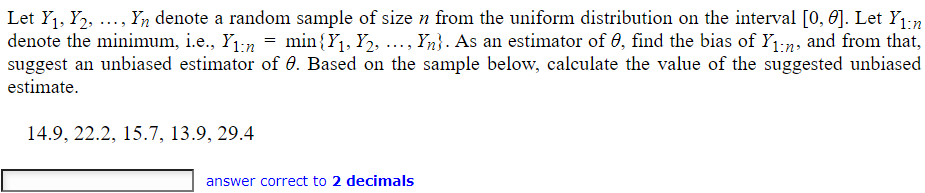 Solved Let Y1,Y2,dots,Yn ﻿denote a random sample of size n | Chegg.com