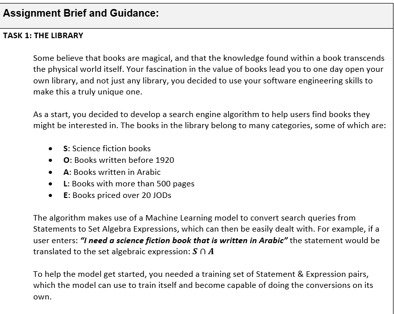 Solved Assignment Brief and Guidance: TASK 1: THE LIBRARY | Chegg.com