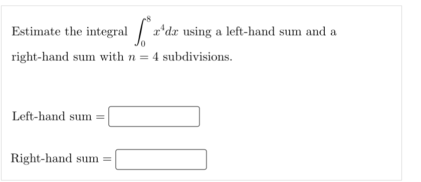 Solved Estimate the integral [² right-hand sum with n = 4 | Chegg.com