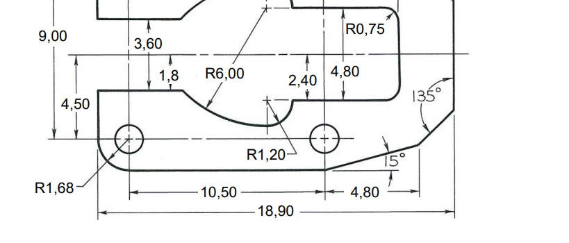 Solved a) Redraw the complex object(Lower half) 9,00 R0,75 | Chegg.com