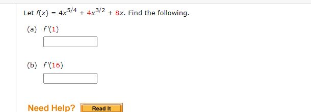 Solved Let F(x) = 4x5/4 + 4x3/2 + 8x. Find the following. | Chegg.com