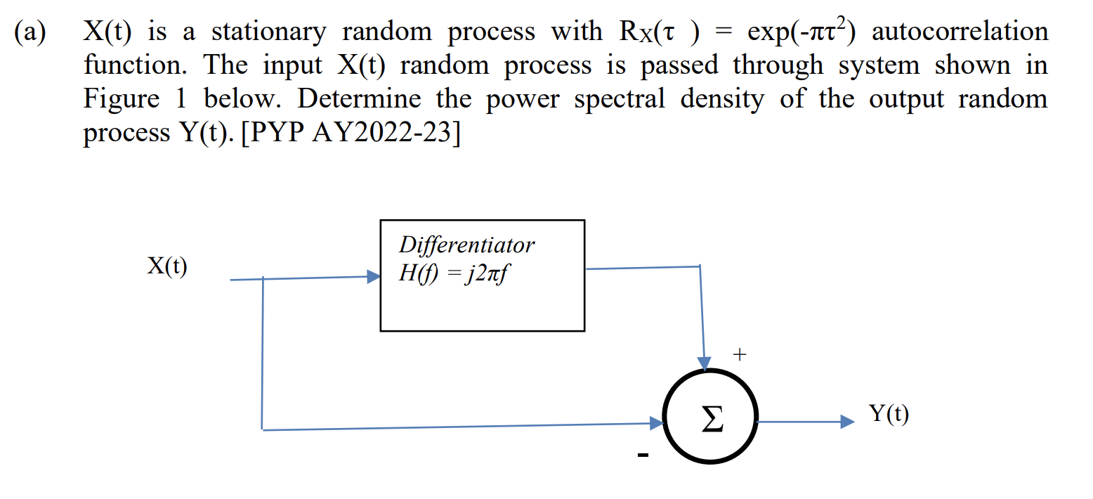 Solved X(t) is a stationary random process with | Chegg.com