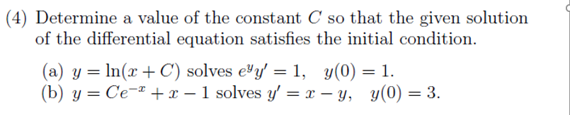 Solved (4) Determine a value of the constant C so that the | Chegg.com