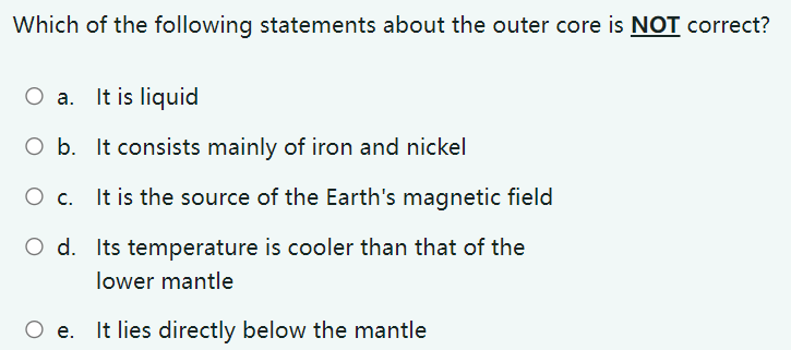 Solved Which of the following statements about the outer | Chegg.com