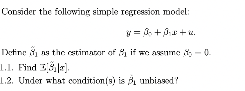 Solved Consider the following simple regression model: | Chegg.com
