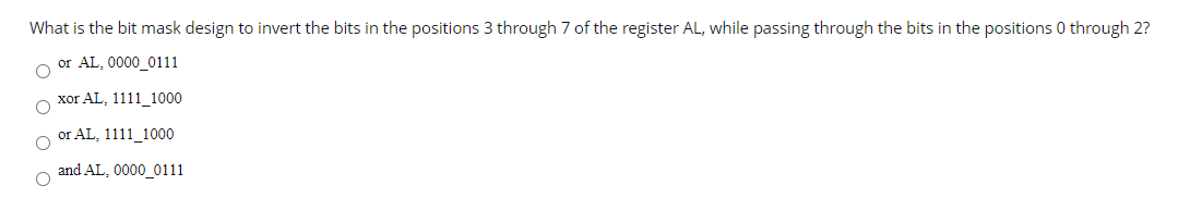 Solved What is the bit mask design to invert the bits in the | Chegg.com