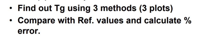 Find out Tg using 3 methods (3 plots) • Compare | Chegg.com