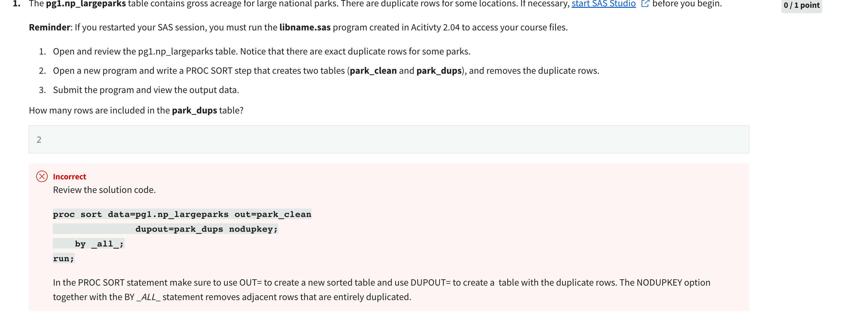 - The pg1.np_largeparks table contains gross acreage | Chegg.com