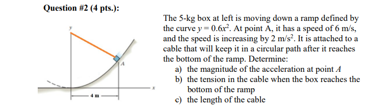 Solved The 5-kg box at left is moving down a ramp defined by | Chegg.com