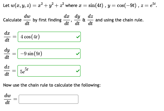 Solved Let w(x,y,z)=x2+y2+z2 where | Chegg.com