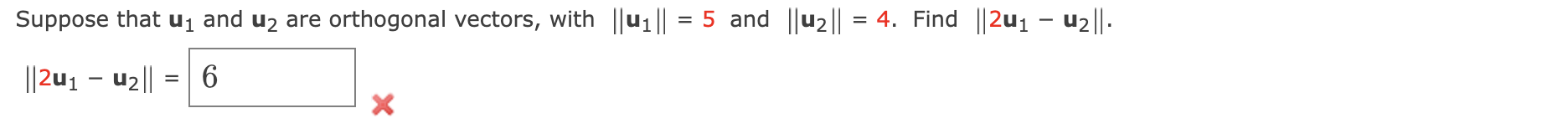 Solved Suppose that u1 ﻿and u2 ﻿are orthogonal vectors, with | Chegg.com