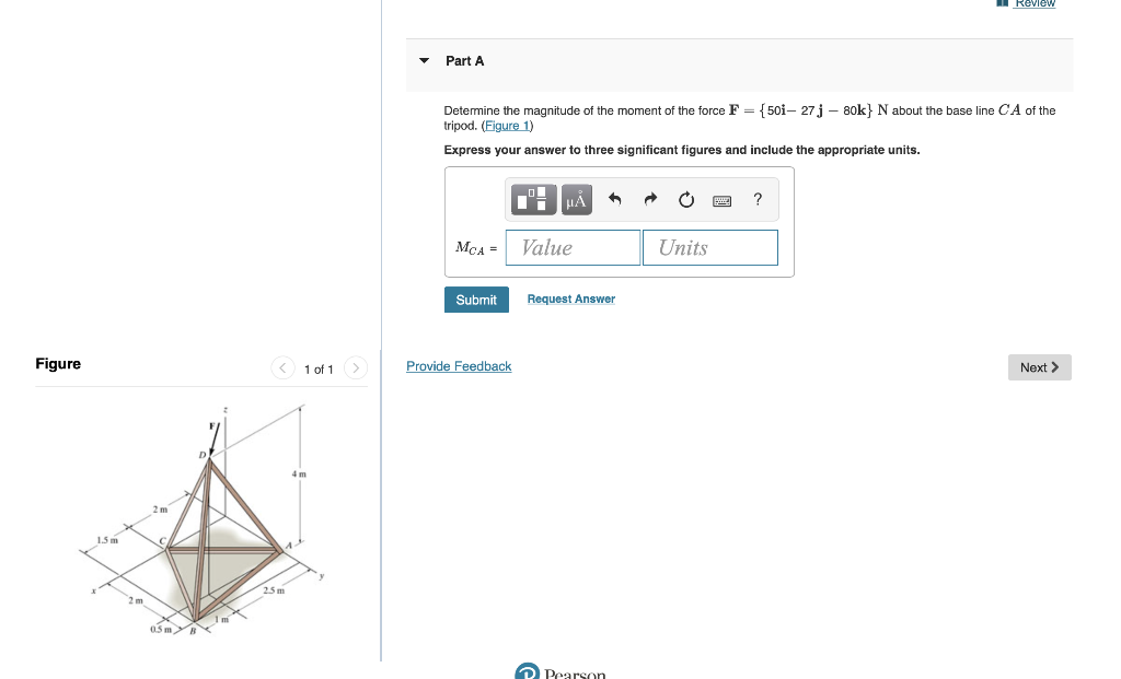 Solved Review Part A Determine the magnitude of the moment | Chegg.com