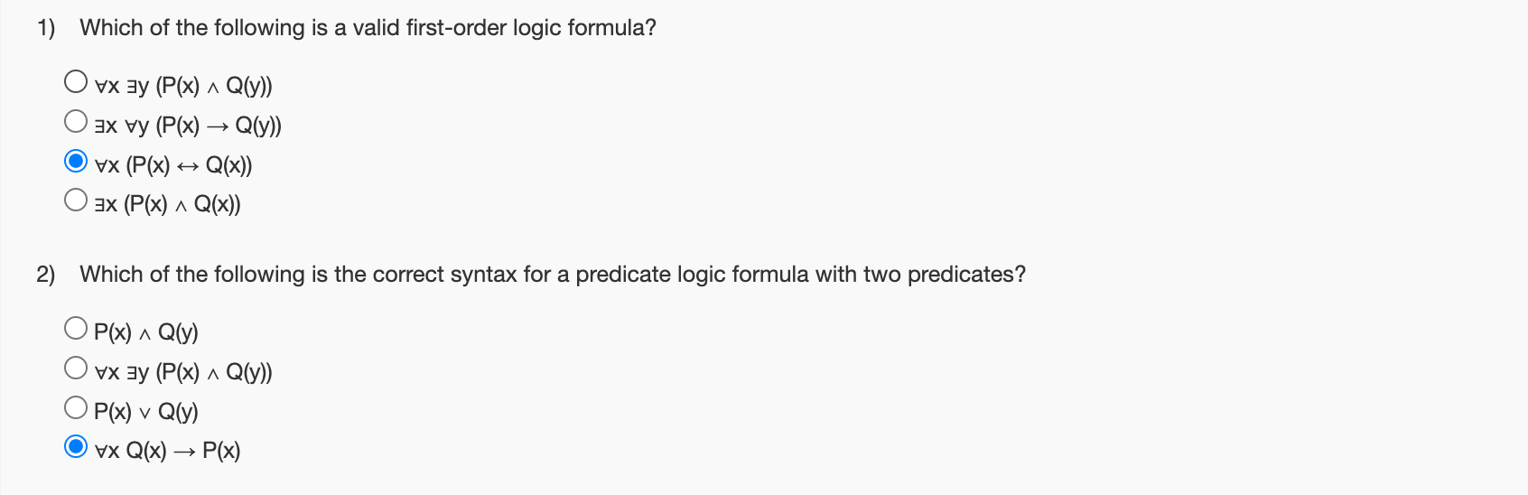Solved 1) Which of the following is a valid first-order | Chegg.com