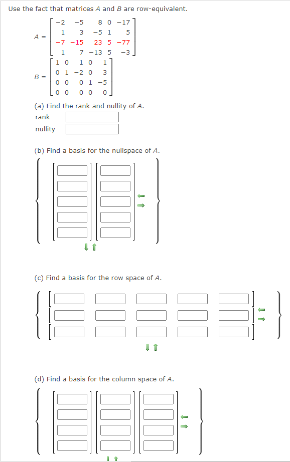 Solved Use the fact that matrices A and B are | Chegg.com