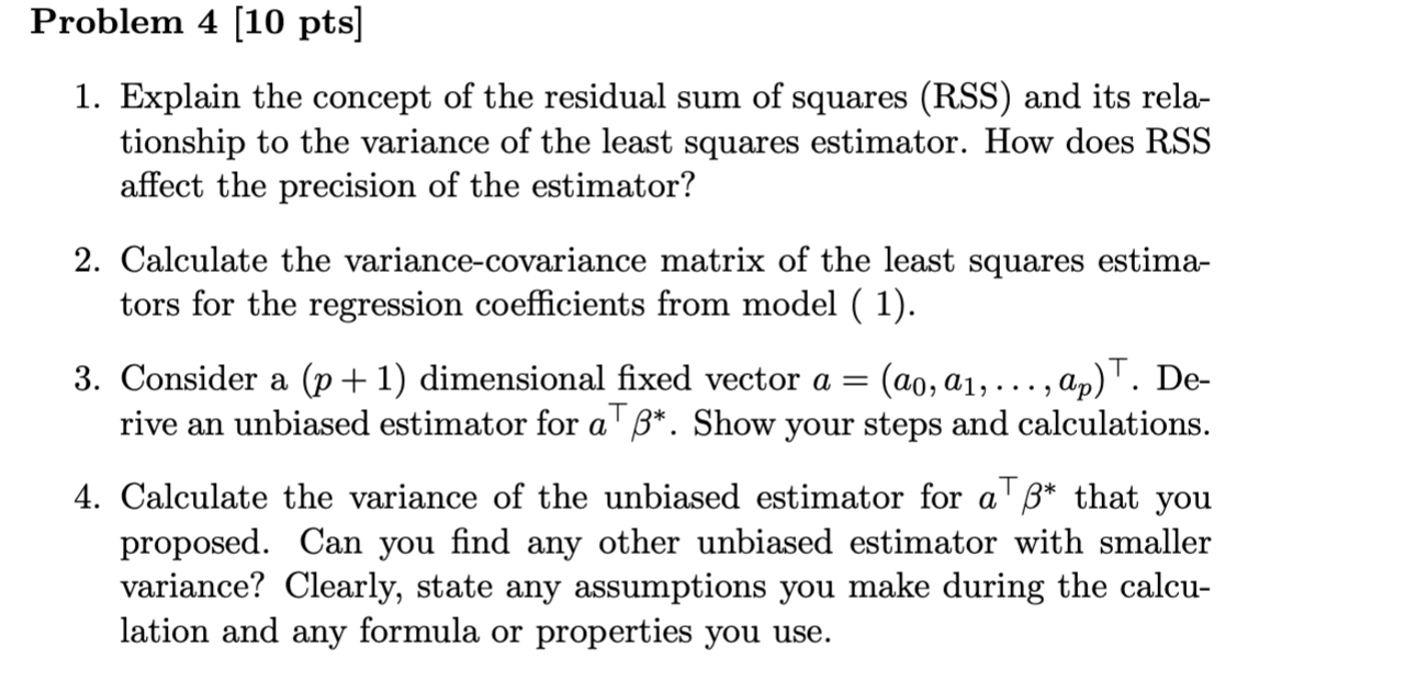 Solved 1. Explain the concept of the residual sum of squares | Chegg.com