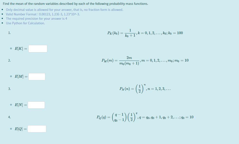 Solved Find the mean of the random variables described by | Chegg.com