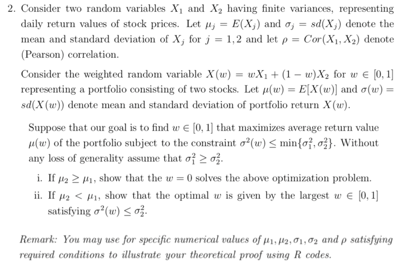 Solved = 2. Consider two random variables Xi and X2 having | Chegg.com