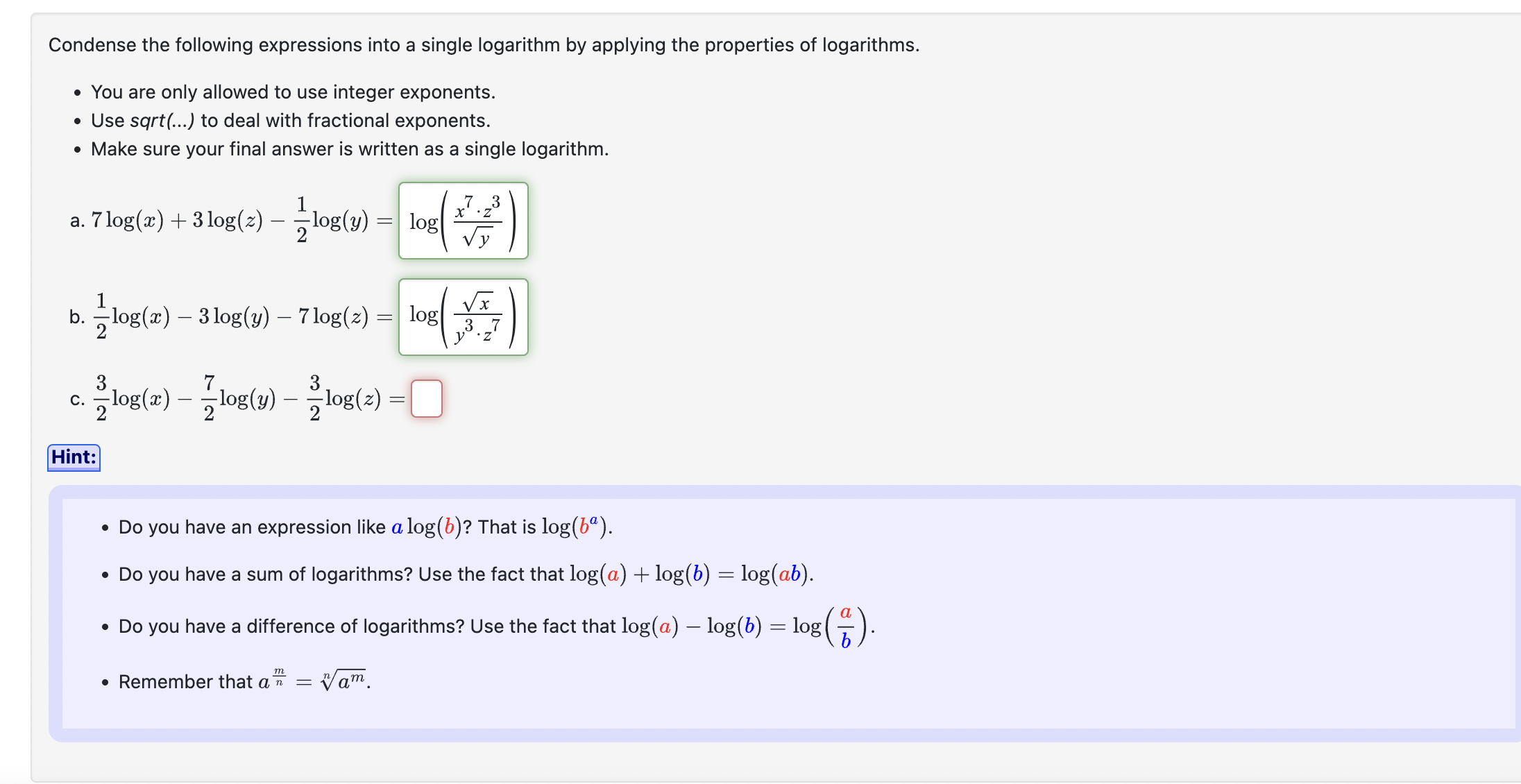 Solved Condense the following expressions into a single | Chegg.com