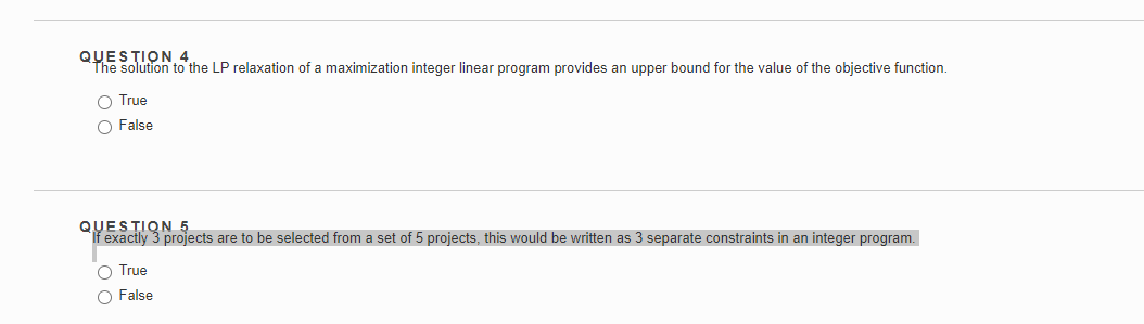 Solved QUESTION 4 The solution to the LP relaxation of a | Chegg.com
