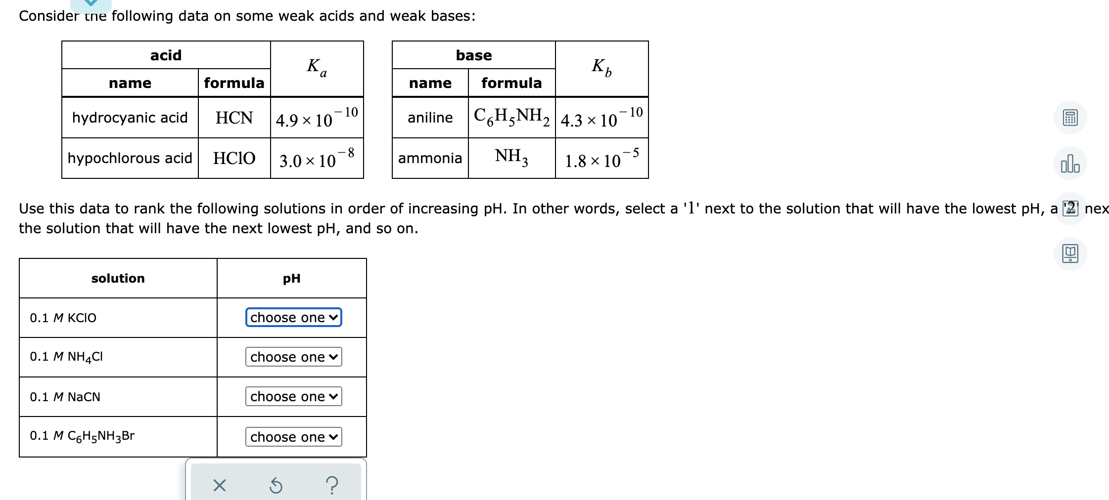 Solved Use This Data To Rank The Following Solutions In Chegg Solved Use This Data To Rank The Following Solutions In Chegg