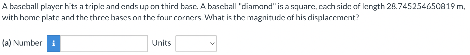 Solved A baseball player hits a triple and ends up on third | Chegg.com