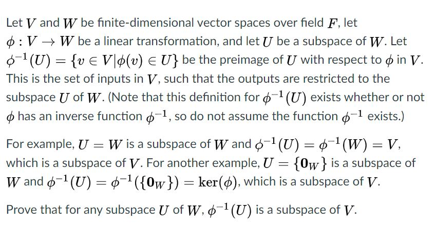 Solved Let V and W be finite-dimensional vector spaces over | Chegg.com