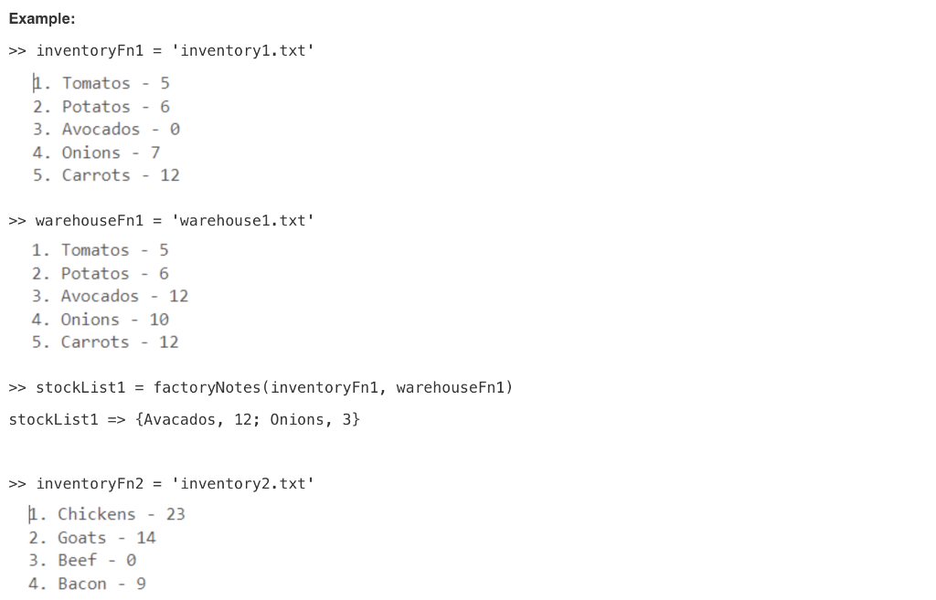 Solved Matlab Question Function Name Factorynotes Inputs 0572