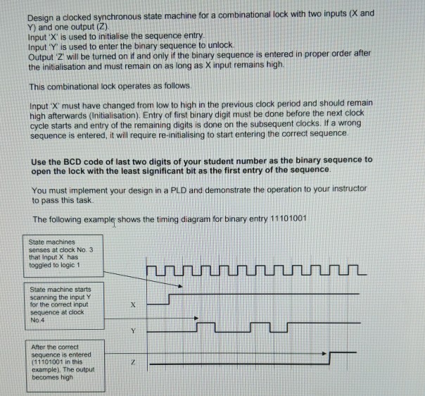 Solved Design a clocked synchronous state machine for a | Chegg.com
