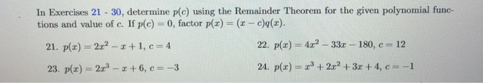 Solved In Exercises 21 - 30, determine p(c) using the | Chegg.com