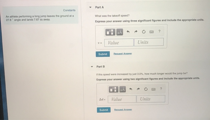 Solved Part A Constants An athlete performing a long jump | Chegg.com