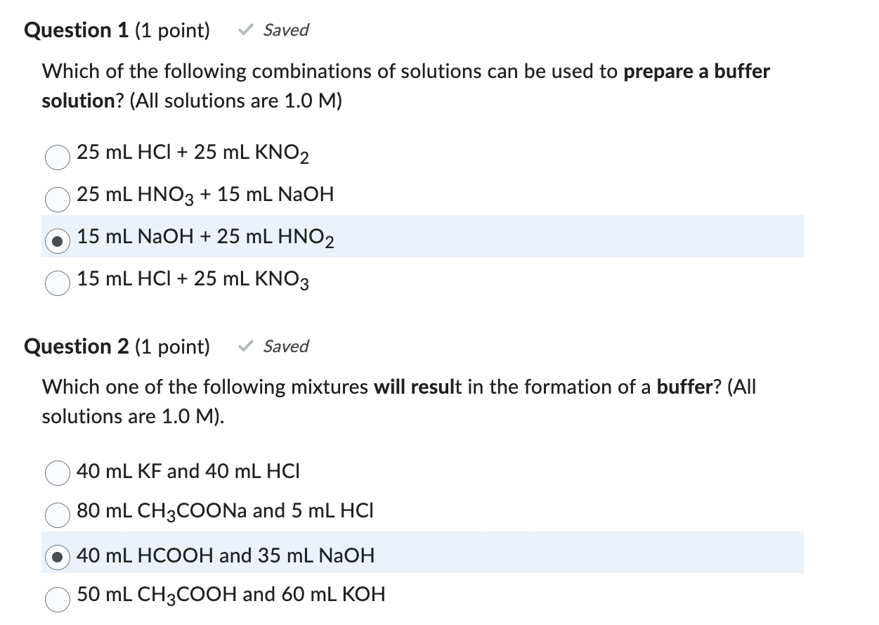 Solved Which of the following combinations of solutions can | Chegg.com