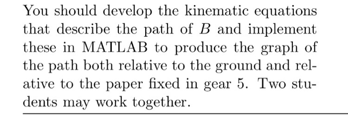 These are the kinematics equations for the gears | Chegg.com