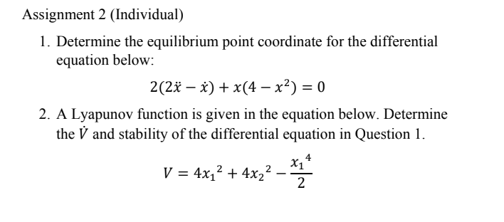 Solved Assignment 2 (Individual) 1. Determine the | Chegg.com