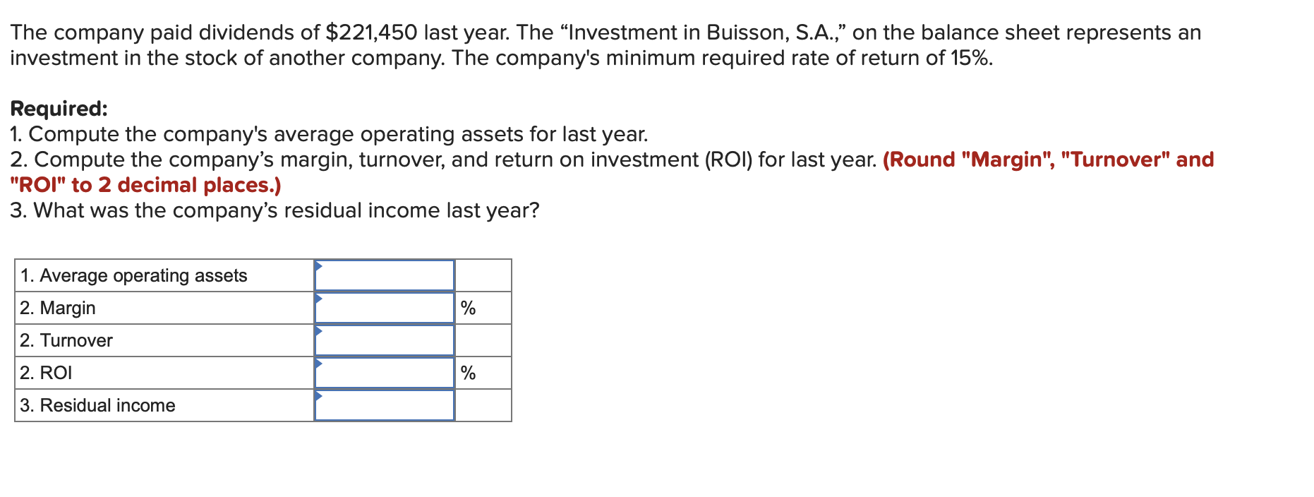 Solved Problem 11-17 (algo) Return On Investment (roi) And 