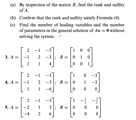 Solved (a) By inspection of the matrix R, find the rank and | Chegg.com