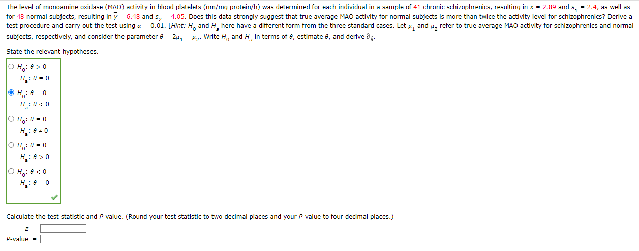 Solved subjects, respectively, and consider the parameter | Chegg.com