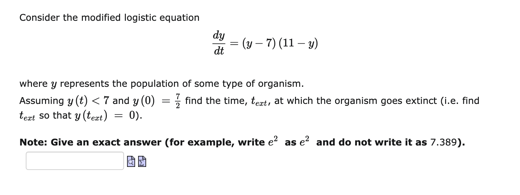 Solved Consider the modified logistic equation dy dt = = (y | Chegg.com