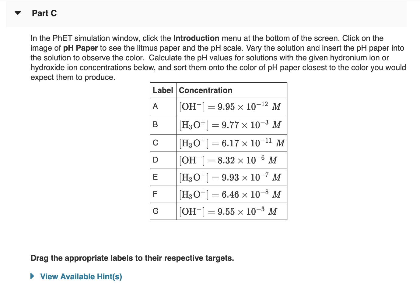 Solved Part C In the PhET simulation window, click the | Chegg.com