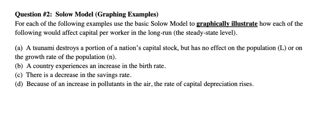 Solved Question #2: Solow Model (Graphing Examples) For each | Chegg.com