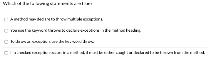 Solved Which of the following statements are true? Amethod | Chegg.com