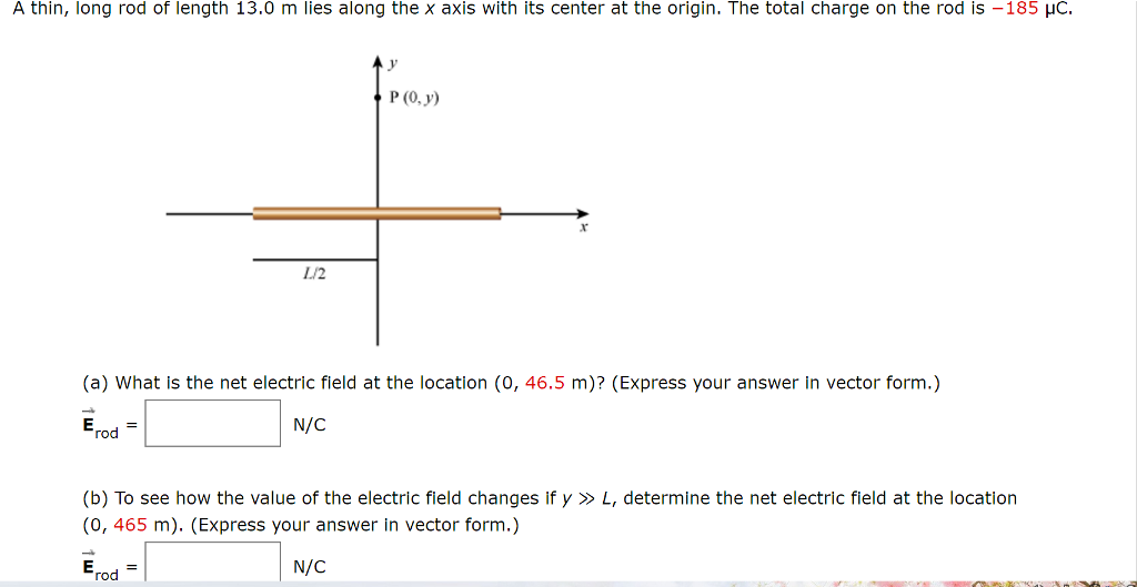 Solved A thin, long rod of length 13.0 m lies along the x | Chegg.com